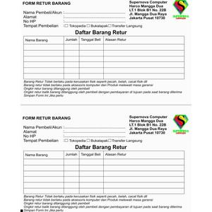 Jual ↨ Formulir RETUR Barang - Kota Denpasar - RINEGAN STORE | Tokopedia