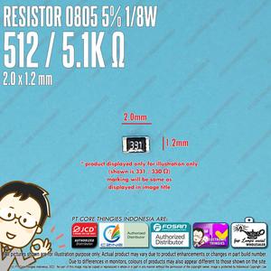 Jual RESISTOR 0805 5% 512 / 5.1K OHM SMD 2012 5K1 - Kota Cimahi ...