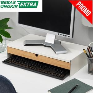 Jual ID Meja Monitor Komputer Berlaci Bambu Minimalis Kokoh Serbaguna ...