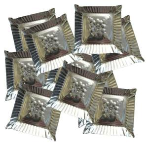 Jual Piring kertas kotak perak ulang tahun kue tart lepek snack - Perak ...