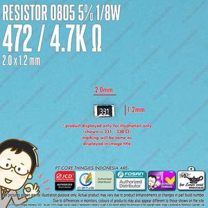 Jual RESISTOR 0805 5% 472 / 4.7K OHM SMD 2012 4K7 - Kota Cimahi ...
