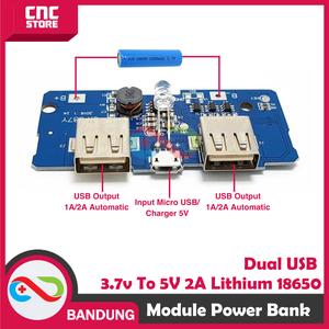 Promo DIY MODULE POWER BANK DUAL USB 3.7V TO 5V 2A LITHIUM 18650 MODUL ...