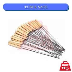Jual IMUTTO ALAT TUSUK SATE STAINLESS PEMANGGANG BBQ BESI SKEWER 35 CM ...