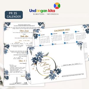 Jual Undangan Pernikahan Kalender Jasmine Full Color, Elegan, Tebal ...