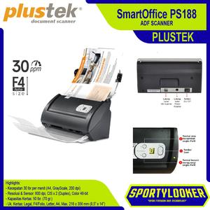 Jual Scanner Plustek SmartOffice PS188 ADF | F4 | 30 ppm - Kota Depok ...