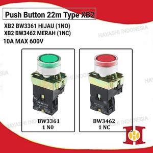 Jual Push Button Lampu LED 22mm XB2 BW3361 BW3462 Merah Hijau Start ...