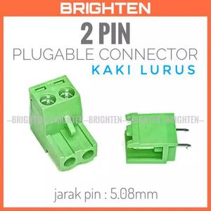 Jual Plugable Connector 2p Terminal Blok 2 pin Hijau Lurus 5.08mm ...