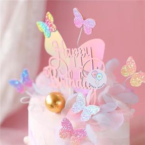 Promo CAKE TOPPER HBD MOTIF KUPU-KUPU HOLOGRAM / TUSUKAN HIASAN KUE ...