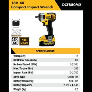 Jual DEWALT DCF880M2 DCF880 CORDLESS IMPACT WRENCH 18V SOK 1/2INCH ...