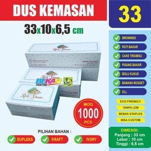 Jual 33x10x6.5 cm Dus Kemasan Roti Box Brownies Bolu Gulung Kue Pukis ...