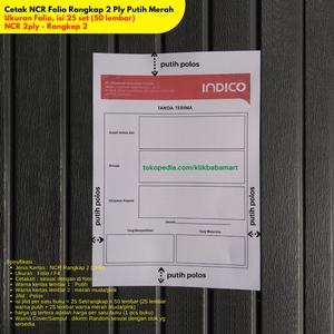 Jual CETAK NCR UKURAN FOLIO RANGKAP 2 PLY PUTIH MERAH - Kota Depok ...