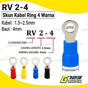 Jual Terminal Skun Kabel Ring O Sekun Cable Lug Isolasi Insulated RV2 2 ...