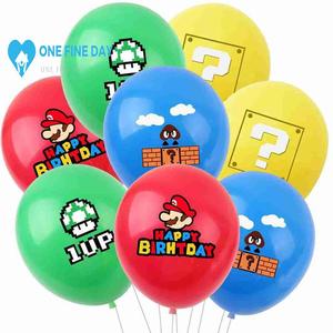 Jual Super Mario Balloons Game Theme Cake Topper Happy Birthday Flag ...