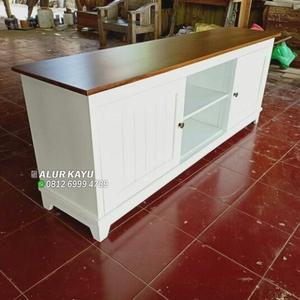 Jual Bufet Pendek Perkakas Duco Putih Laci Pintu Top Natural Jati ...
