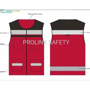 Jual Rompi Safety Bahan Drill Premium Dalam Pakai Furing Merah Dongker ...