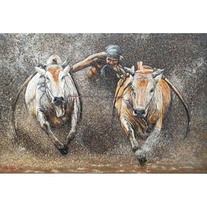 Jual BF462 lukisan cetak karapan sapi plus Bingkai ukuran 6545 - Kota ...