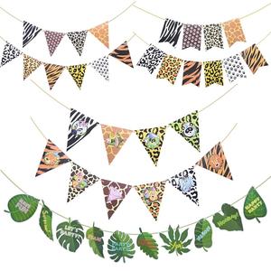 Jual SC696 Safari Animal Pennant Jungle Birthday Banner Paper Garland ...