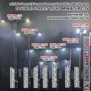 Jual Miniatur Lampu Penerangan Jalan Umum Ganda Menyala LED 3v Maket ...