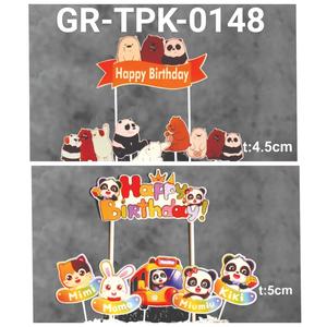 Jual TPK-0148 Cake topper kertas kue panda beruang we bare bears baby ...
