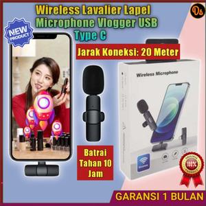 Jual Mic HP Wireless Lavalier Lapel Microphone Vlogger USB Type C ...