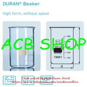 Jual Beaker Glass 1000ml High Form, without Spout 211175407 Duran ...