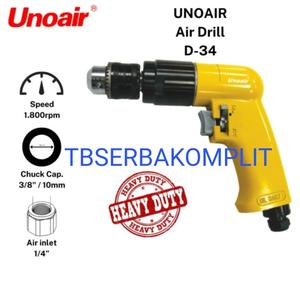 Jual UNOAIR D-34 Mesin Bor Angin 10mm 3/8" 1800rpm Air Drill D34 10 mm ...
