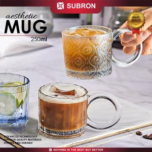 Jual SUBRON Aesthetic Glass Cup Cangkir Teh Mug Susu Gelas Kaca ...