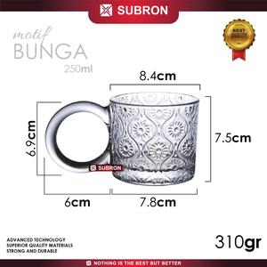 Jual SUBRON Aesthetic Glass Cup Cangkir Teh Mug Susu Gelas Kaca ...