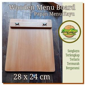 Jual Menu board kayu papan menu kayu 28x24cm display menu display ...