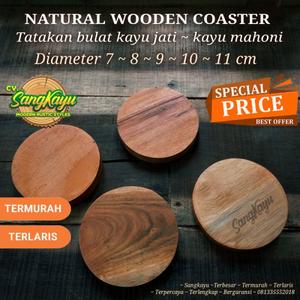 Jual Teak wooden Coaster 10 Cm tatakan gelas kopi cangkir mug kayu jati ...