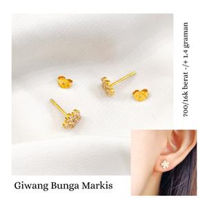 Jual stok hanya 1 giwang bunga markis elegan dan unik stylish emas asli ...