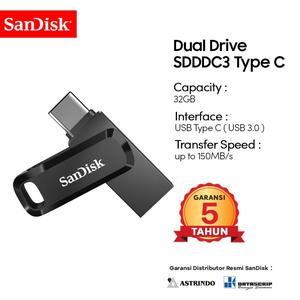 Jual Sandisk 32GB USB Type-C USb 3.1 Ultra Dual Drive Go (NON ...