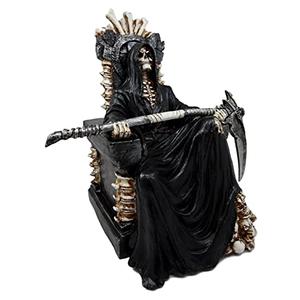 Promo Ebros Gift Black Holy Death Grim Reaper Sitting On Skeleton ...