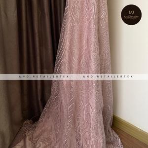 Jual Bahan Kain Kebaya Brokat Tile Bordir Elie Saab Warna Rose Gold ...
