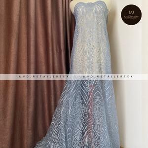 Jual Bahan Kebaya Brokat Tile Bordir Elie Saab Exclusive Warna Silver ...