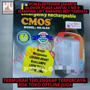 Jual lampu emergency portable daya besar dengan aki cmos hk 6v led 7jam ...