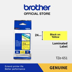 Jual Brother Label Tape TZE-651 24mm x 8m Laminated Black On Yellow ...