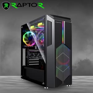 Jual Casing Gaming RAPTOR Black Strike 1810 LED RGB Tempered Glass + 2 ...