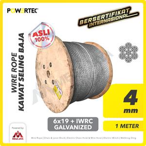 Promo Wire Rope / Kawat Seling Baja 6x19 IWRC 4mm Galv POWERTEC - 1 Meter - Jakarta Pusat ...