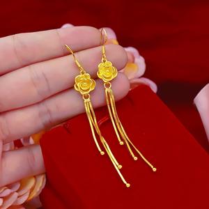Jual Anting Kait Desain Bunga Mawar Emas 24k Gaya Korea Untuk Wanita ...