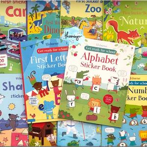 Promo Usborne Sticker Book Alphabet Number Space Animal Zoo Farm ...