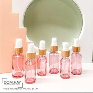 Jual Botol Spray Kaca Pink Tutup Wood Luxury Packaging Serum Skin Care ...