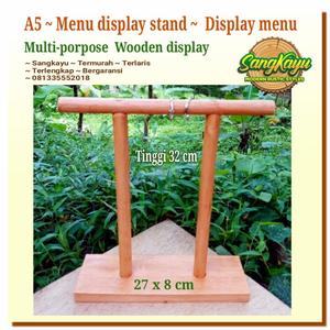 Jual Menu display stand menu ķayu A5 tempat display menu kayu table ...