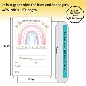 Promo Rainbow Birthday Party Invitation Cards, Boho Kids Party ...