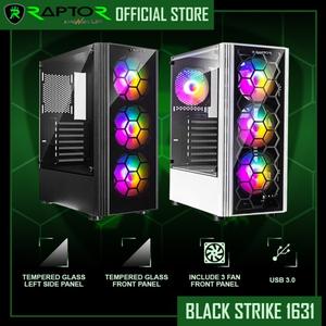 Jual Gaming Case RAPTOR Black Strike 1631 Free 3 FAN RGB - Tempered ...