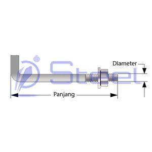 Jual Angkur Baja 5/8 x 60cm x 10cm | Anchor Bolt M16 (incld 2 Mur + 2 ...