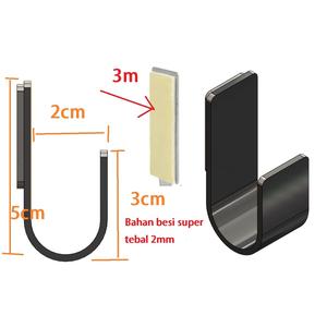 Jual pengait besi serbaguna tempel dinding double tape - Hitam - Kab ...