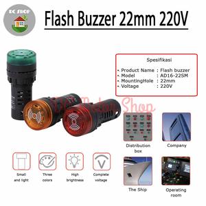 Jual Pilot Lamp Buzzer LED 22mm Buzzer 220VAc Red / Merah AD16-22SM ...