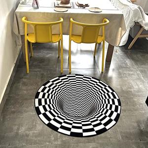 Jual 3D Vortex Optical Illusion Rug Round Area Rug Black Hole Stereo ...