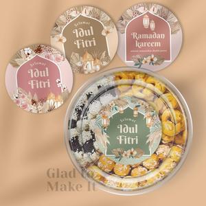 Jual Stiker label bulat kartu ucapan lebaran idul fitri untuk toples ...